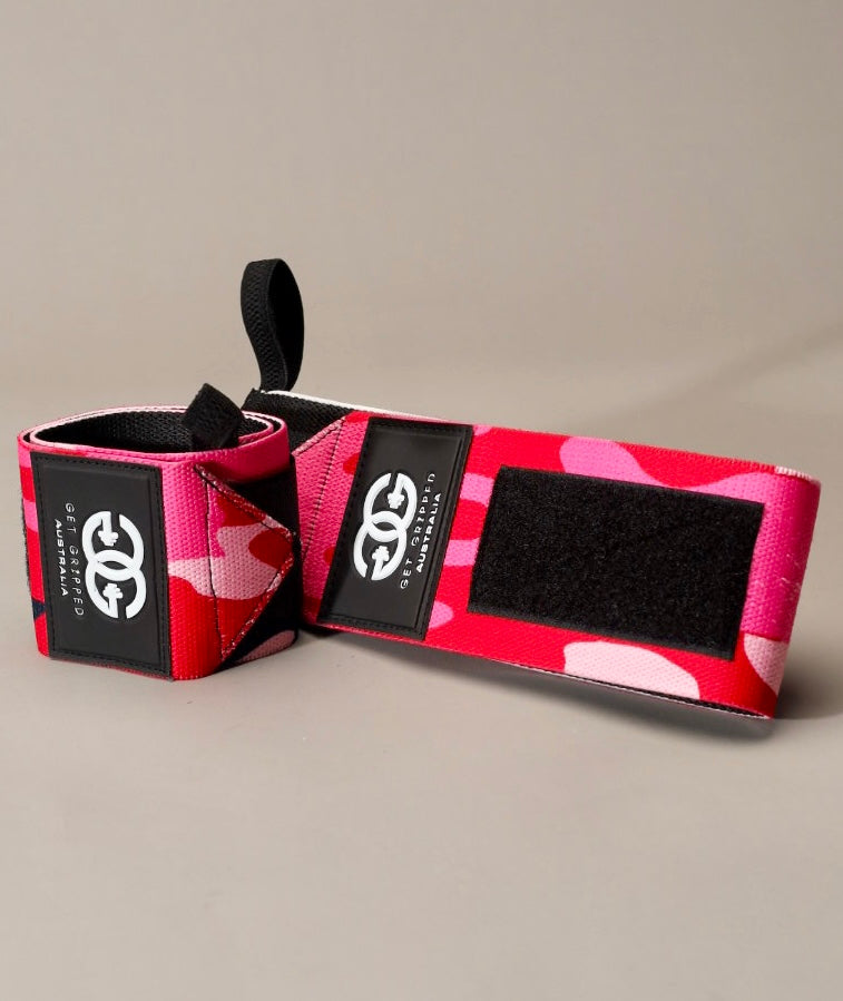 Premium Wrist Wraps - Pink Camo | Get Gripped